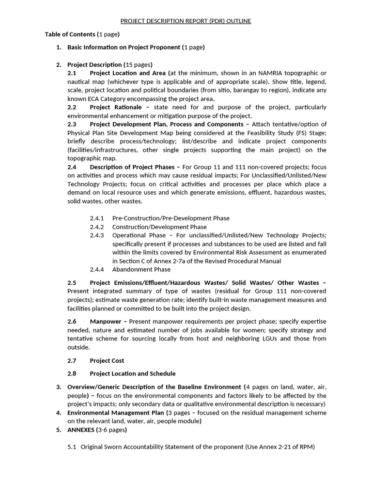 Project Description Report Outline | PDF | Waste | Pollution