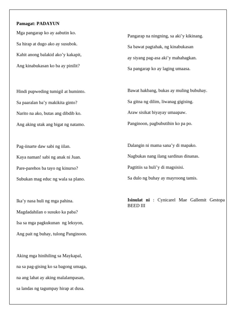 Tula Ni Cyni | PDF