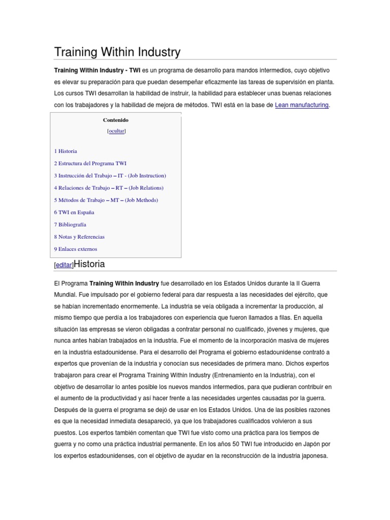 Training Within Industry | PDF | Business | Science