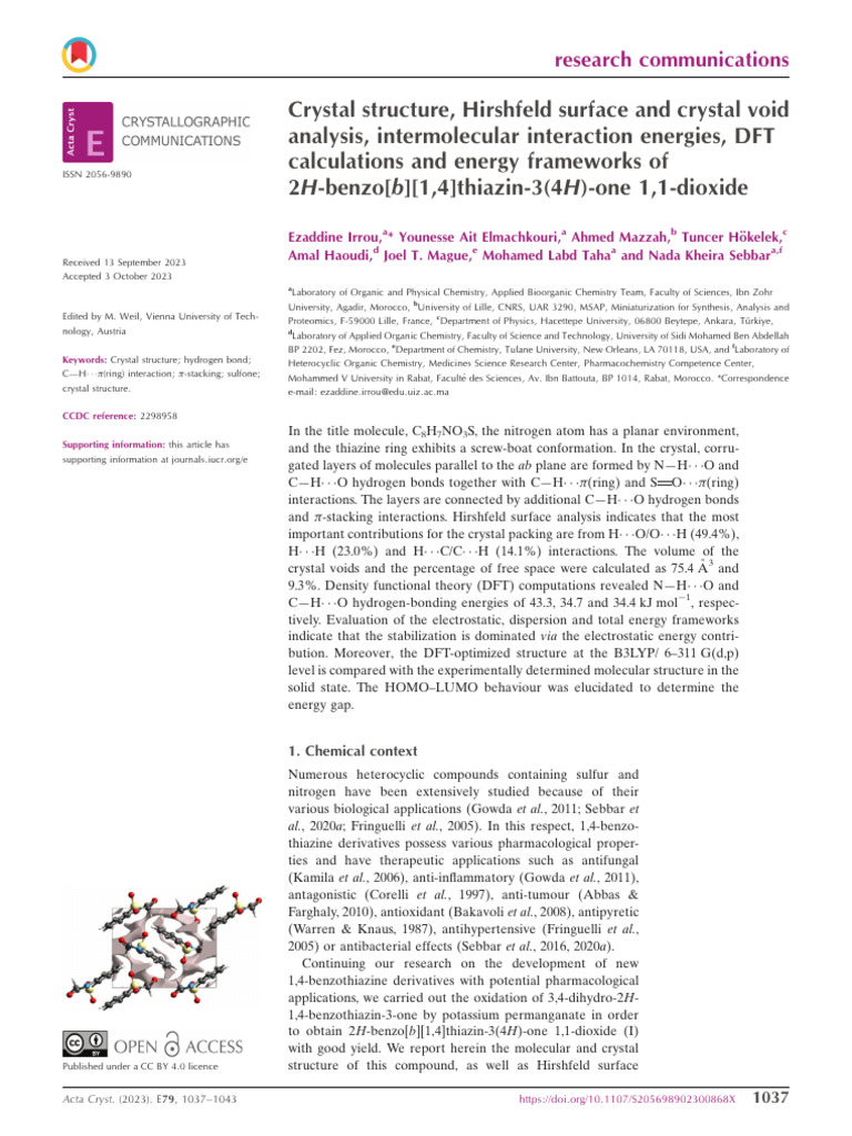 (Void2) Crystal Structure Hirshfeld Surface and Crystal Vo | PDF ...