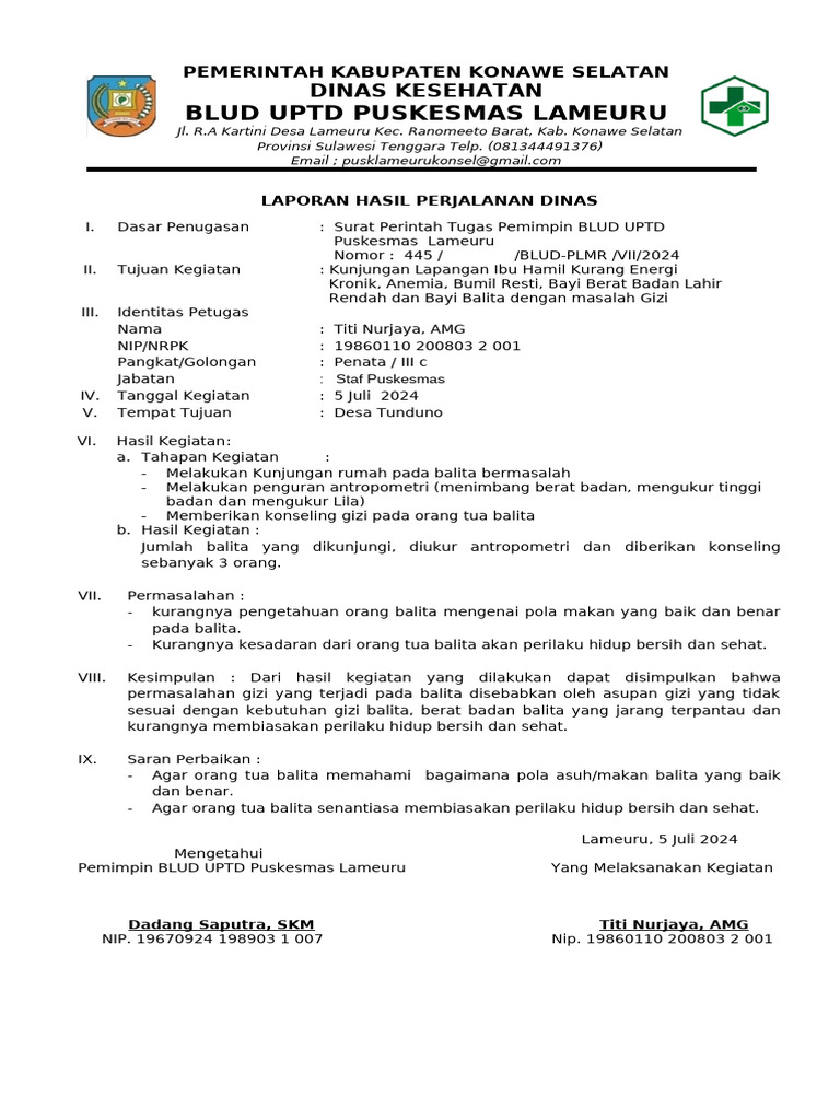 LHP Kunjungan Lapangan | PDF