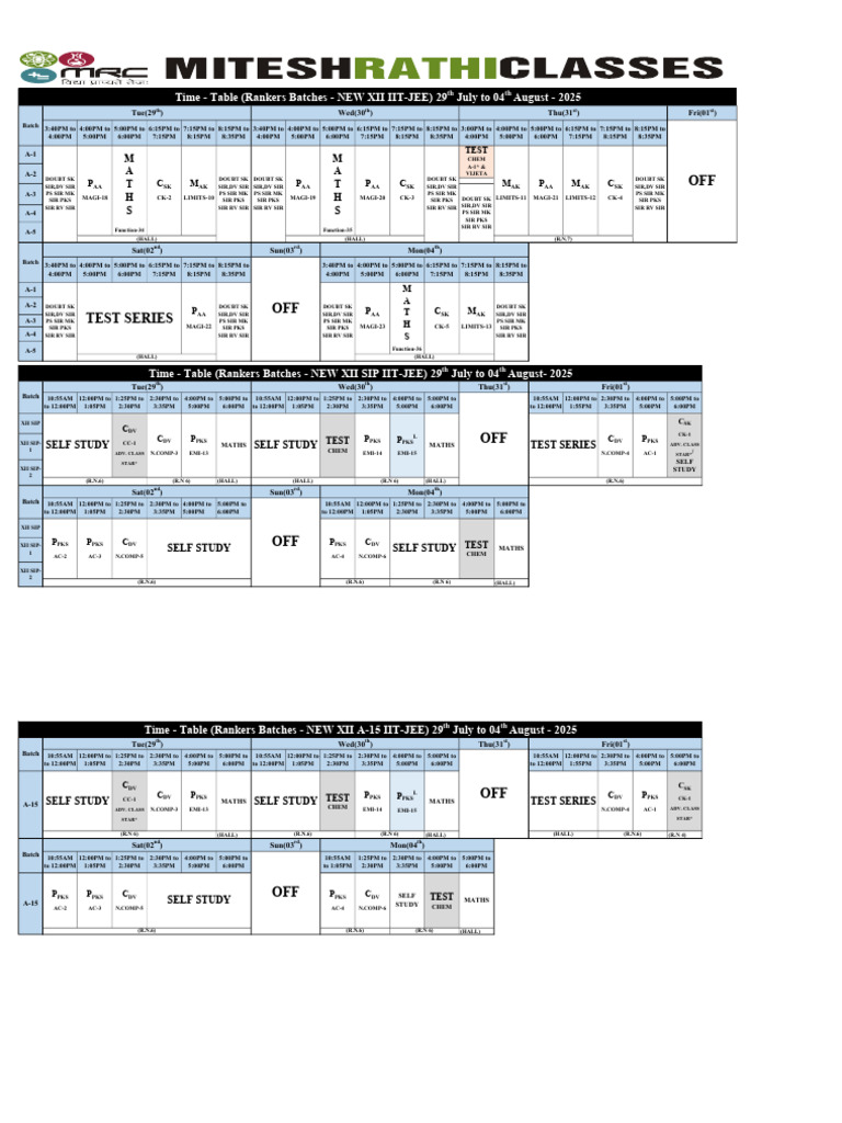 Savr-839 Time Table Overview | PDF