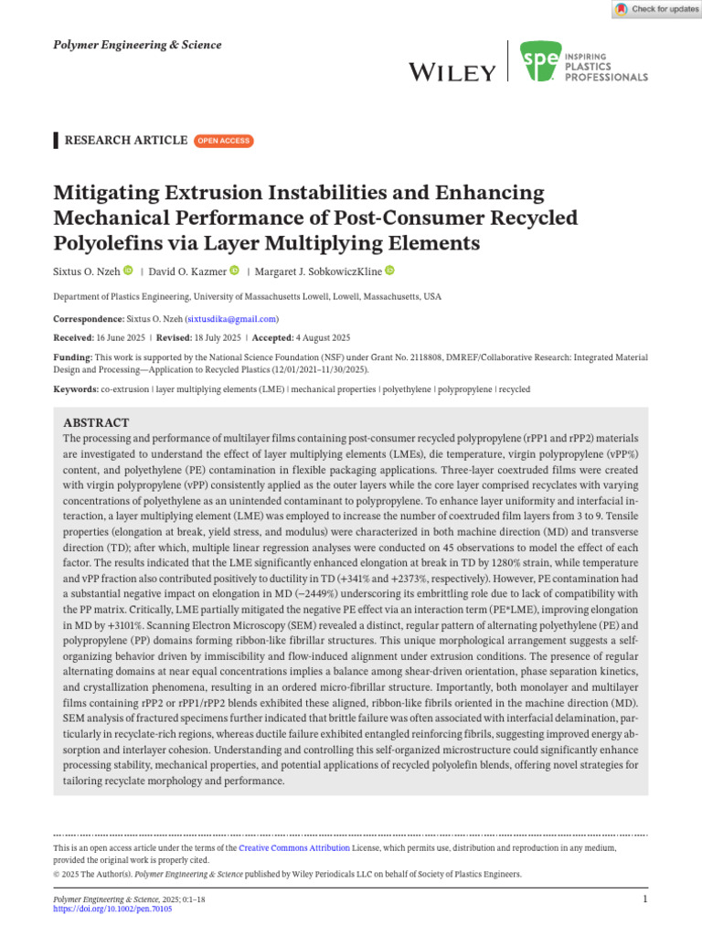 Mitigating Extrusion Instabilities and Enhancing Mechanical Performance ...