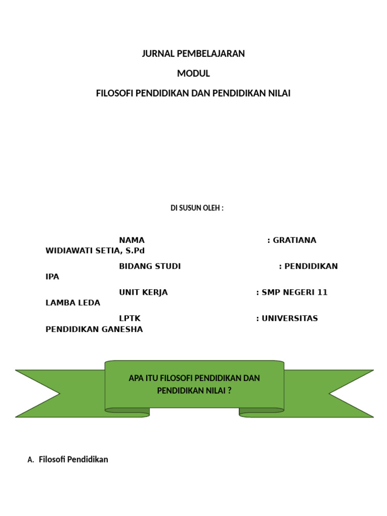 Filosofi Pendidikan dan Pendidikan Nilai | PDF