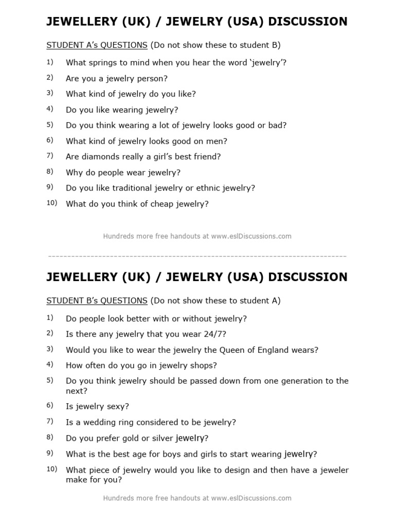 Jewelry Discussion Questions | PDF
