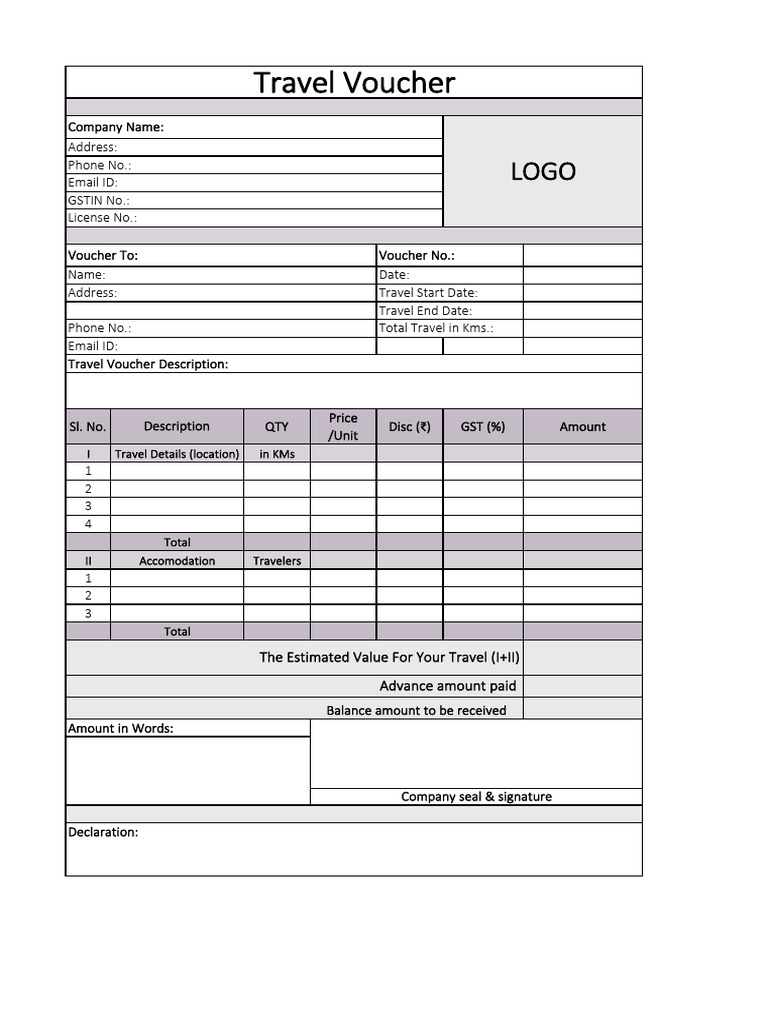 Travel Voucher Template Example | PDF