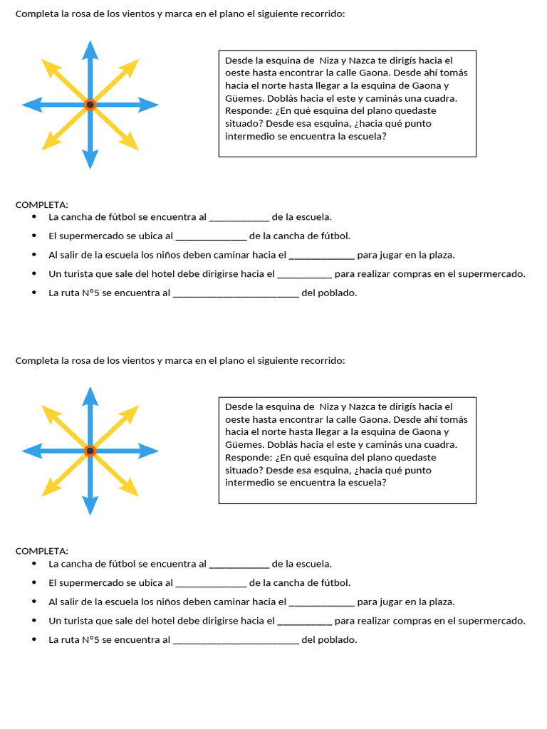 Croquis de Puntos Cardinales y Recorridos | PDF