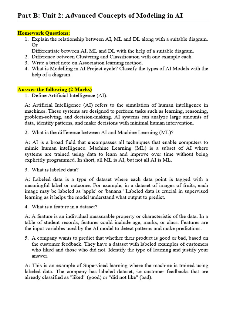 Part B-Unit-2 Advanced Concepts of Modelling | PDF | Machine Learning ...