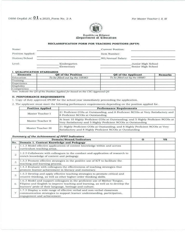 Reclassification Form - MT I-III | PDF