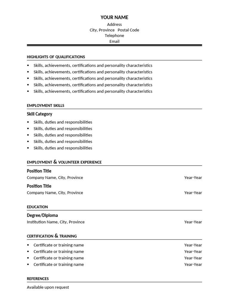 Blank CV Template Format | PDF