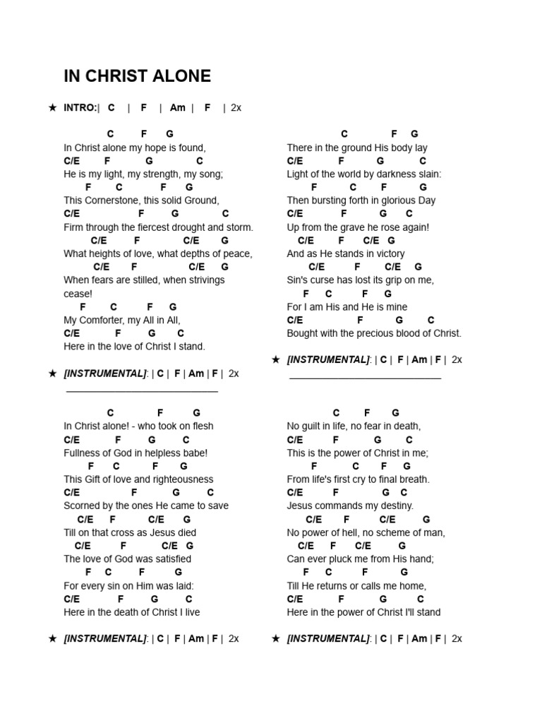 In Christ Alone: Lyrics & Chords | PDF | Systematic Theology | Theology
