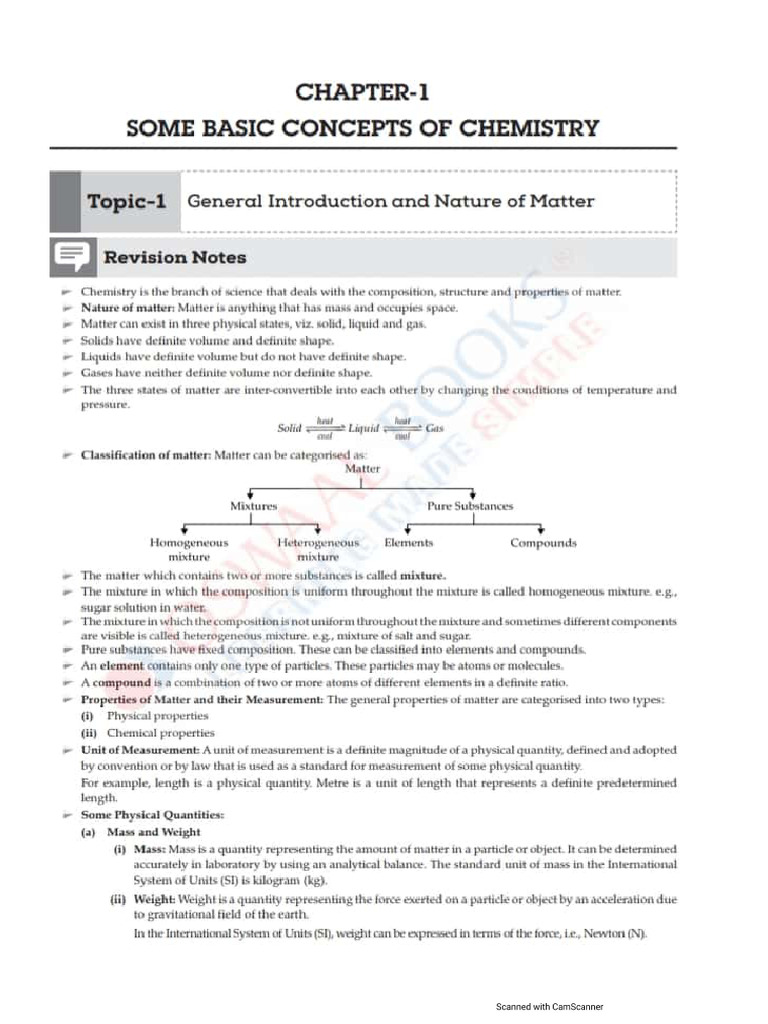 Chemistry ch-1 Notes | PDF
