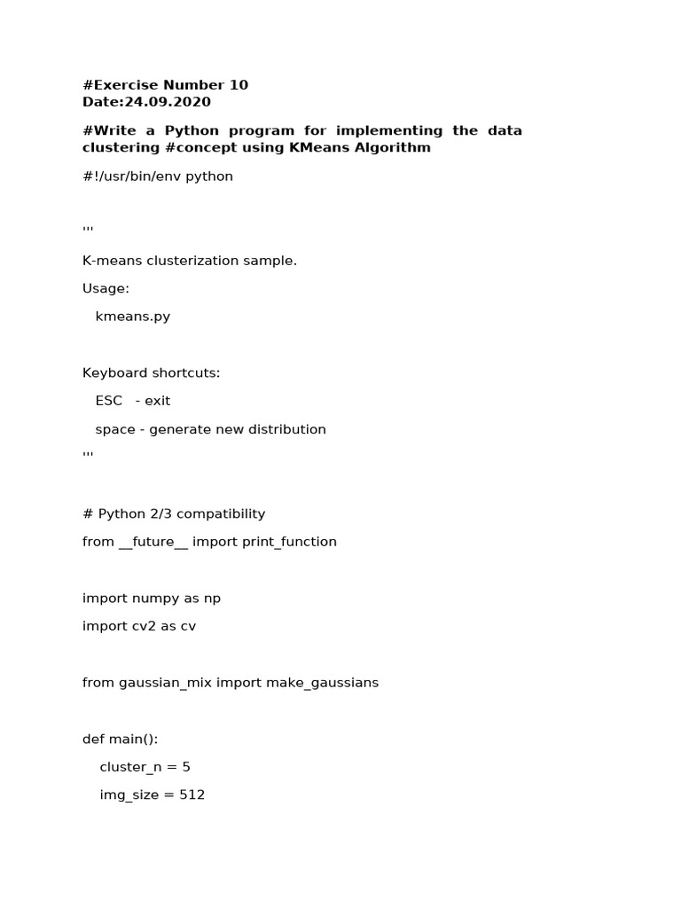 KMeans Clustering in Python Example | PDF