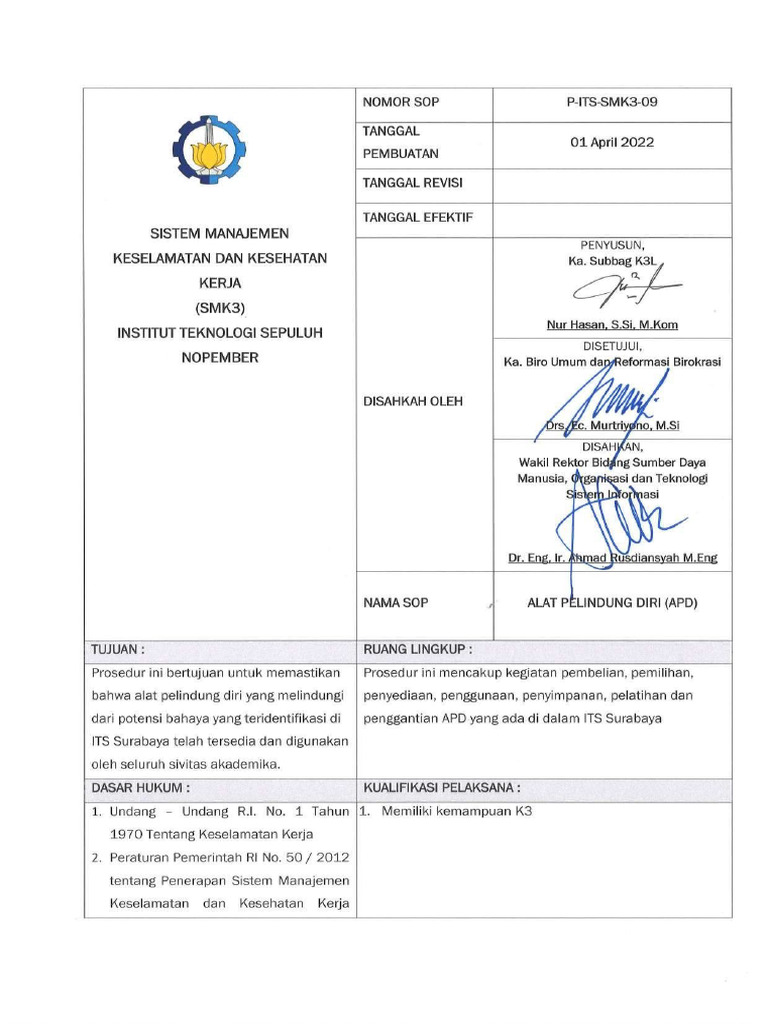 Panduan Penggunaan dan Pemeliharaan APD | PDF