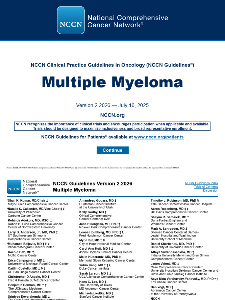 NCCN Guidelines for Multiple Myeloma 2026 | PDF | Multiple Myeloma ...