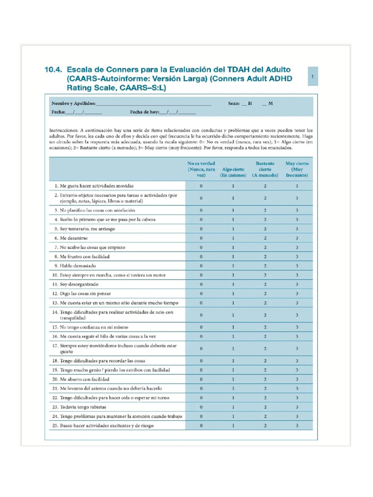 Caars Adhd Adult | PDF