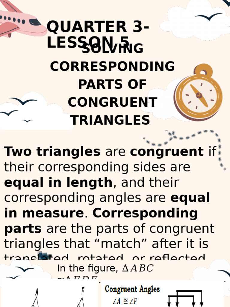 Lesson 5-Solving Corresponding Parts of Congruent Triangles | PDF