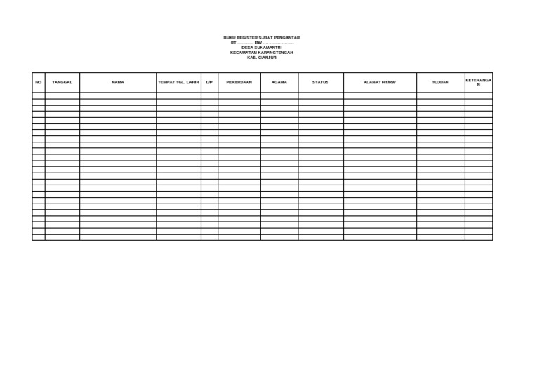 Buku Register Surat Pengantar | PDF