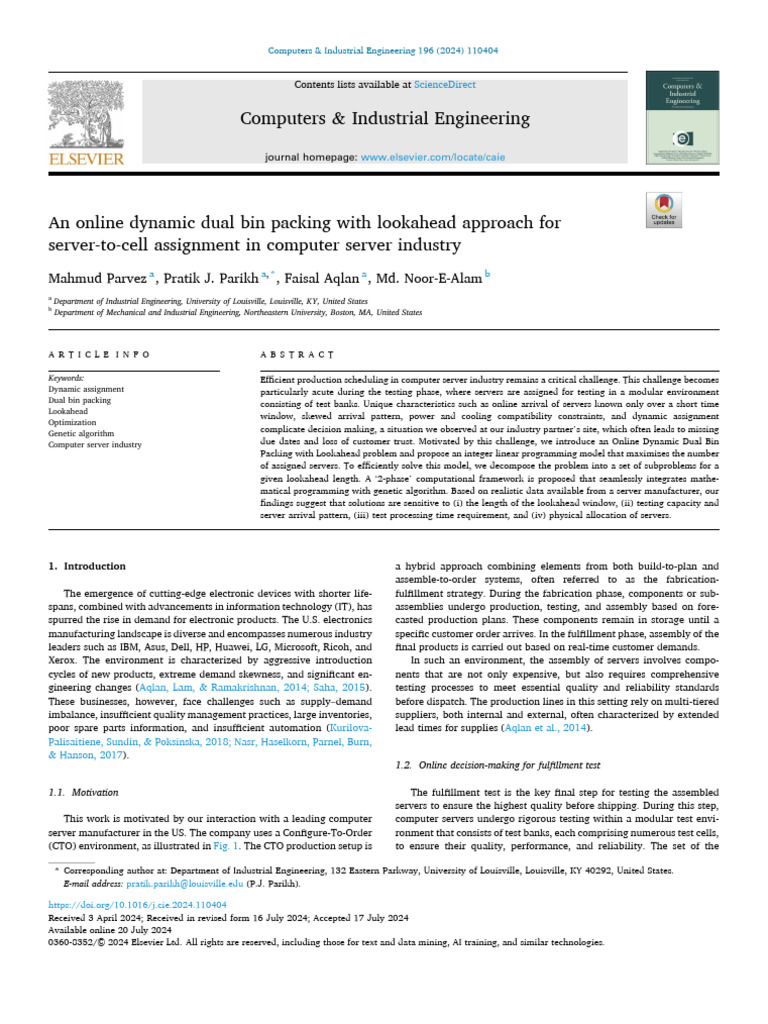 An Online Dynamic Dual Bin Packing With Lookahead Approach For | PDF ...