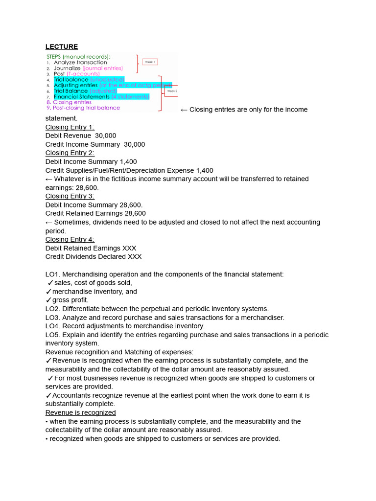 Closing Entries and Inventory Methods | PDF | Debits And Credits | Cost ...