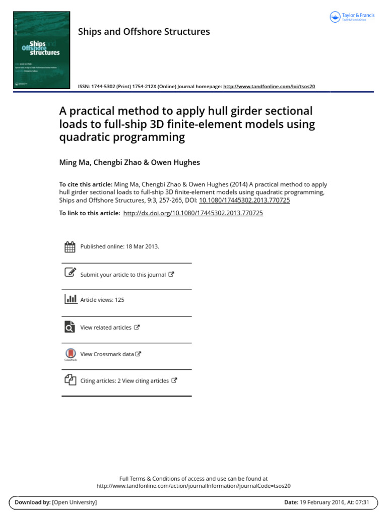 19-02-2016 - A Practical Method To Apply Hull Girder Sectional Loads To ...