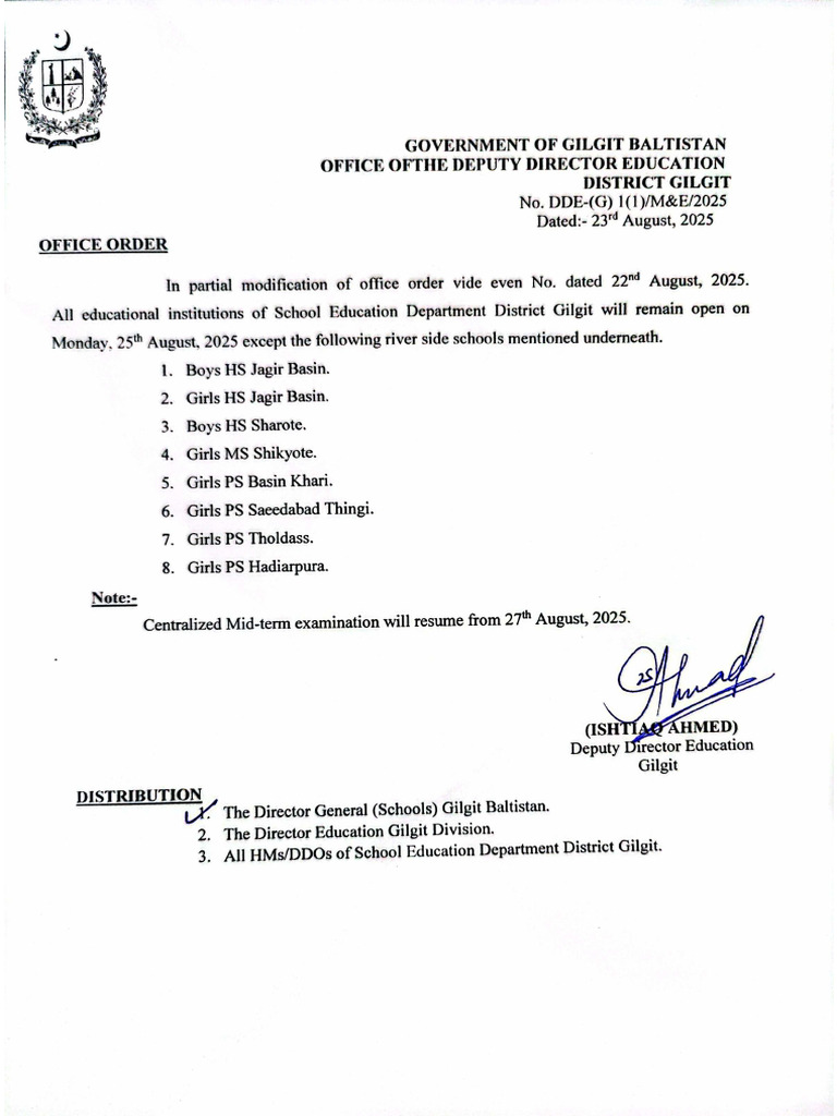 Revised Office Order Regarding School Opening | PDF
