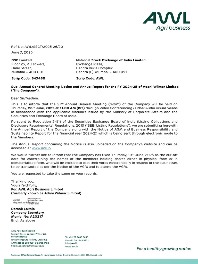 AWL Agri Business Annual Report 2024-25 | PDF | Brand