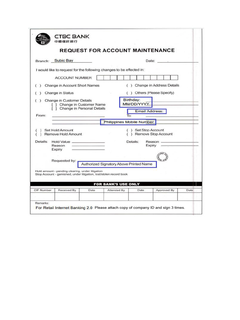 Account Maintenance Form For RIB 2 - 0 | PDF