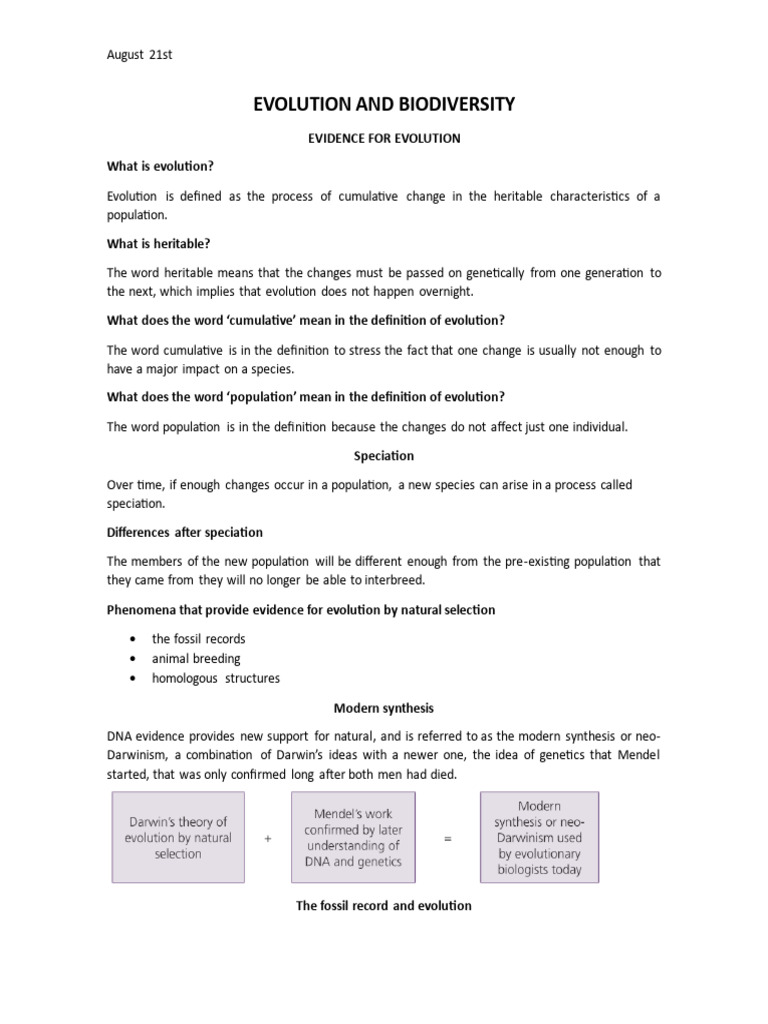 (2ND) Evolution and Biodiversity - August 21ST | PDF | Evolution | Isotope