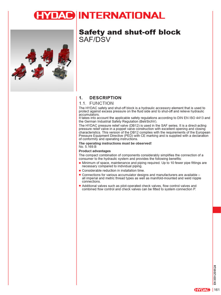 HYDAC Safety and Shut-off Block Overview | PDF | Valve | Pump