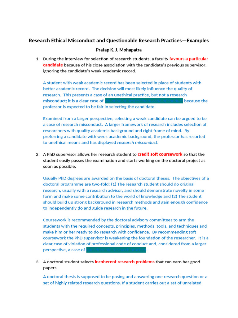 Examples of Research Misconduct | PDF | Experiment | Randomized ...