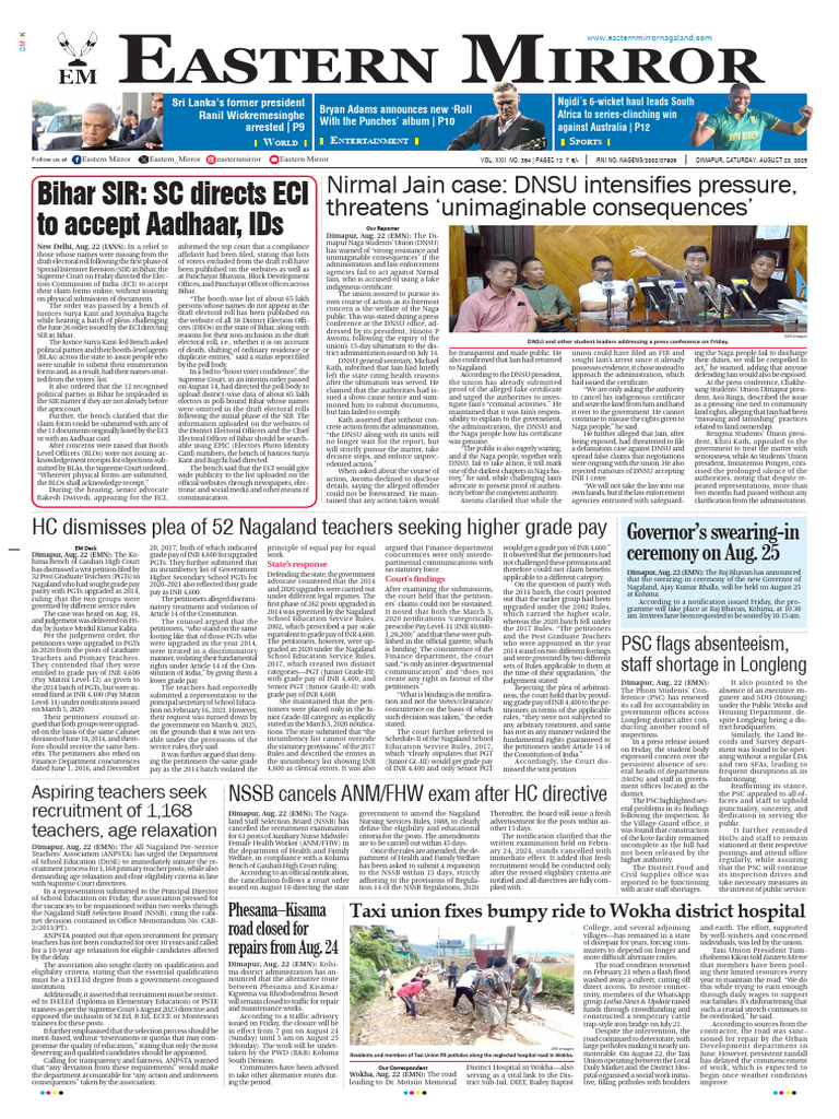 Eastern Mirror, August 23, 2025 | PDF