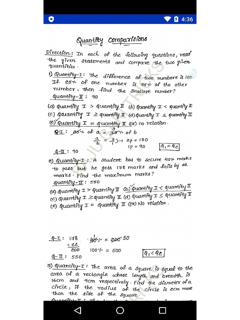 Quantity Comparison | PDF