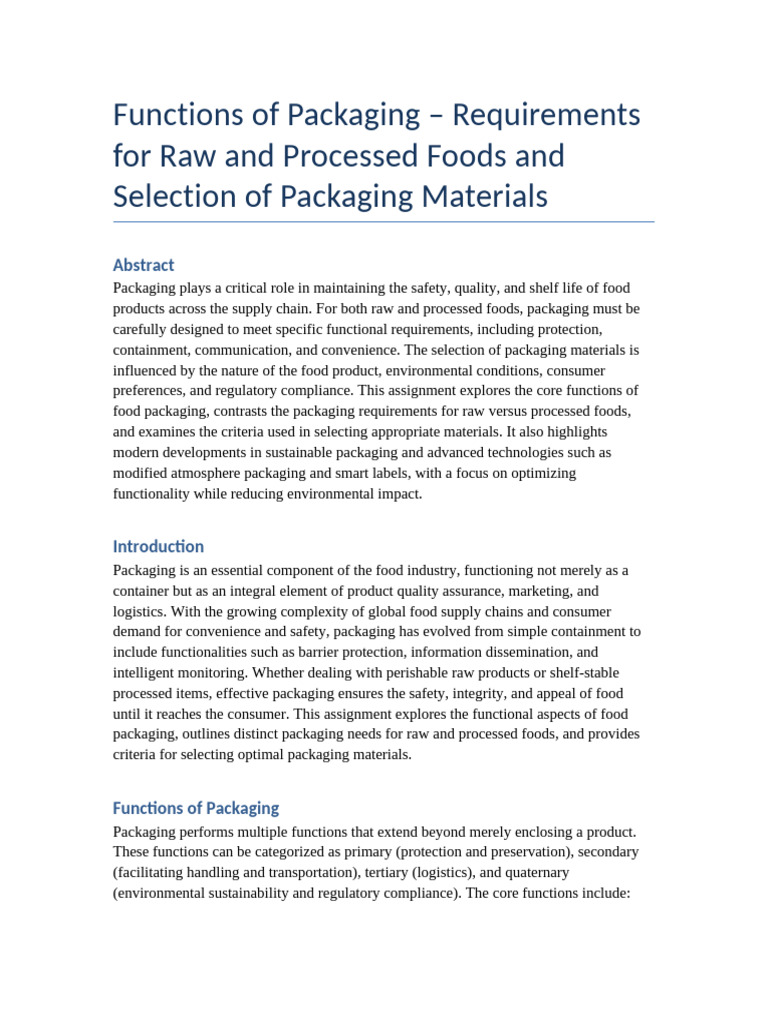 Functions of Packaging Assignment Full | PDF | Business Process