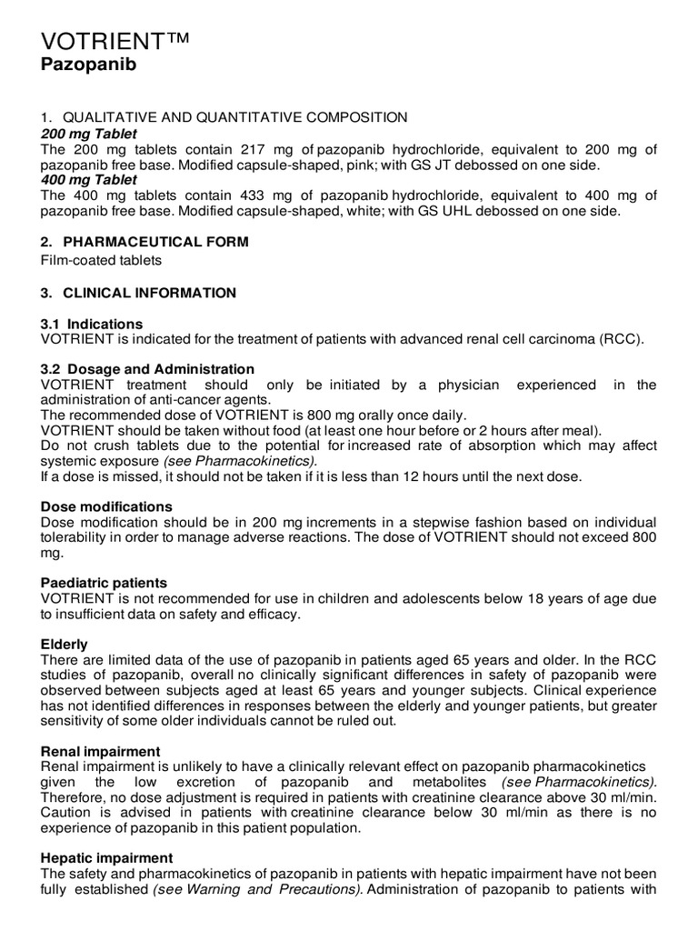 VOTRIENT Coupon Information and Guidelines | PDF | Hypertension ...