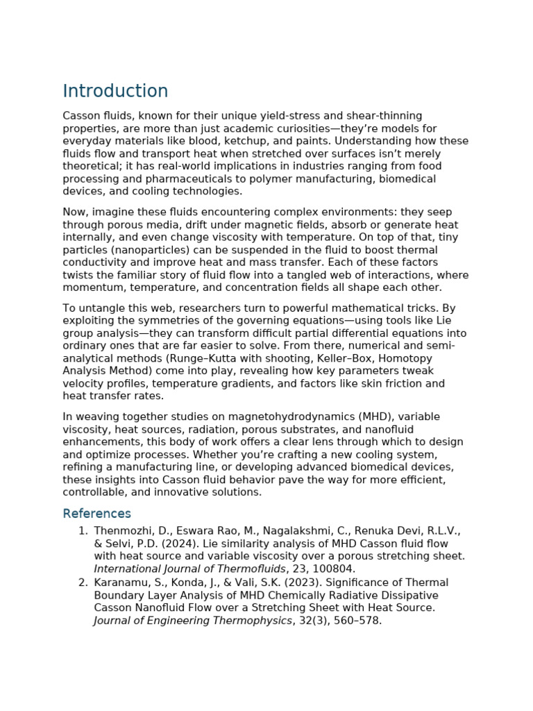 Casson Fluid Dynamics and Applications | PDF | Magnetohydrodynamics ...