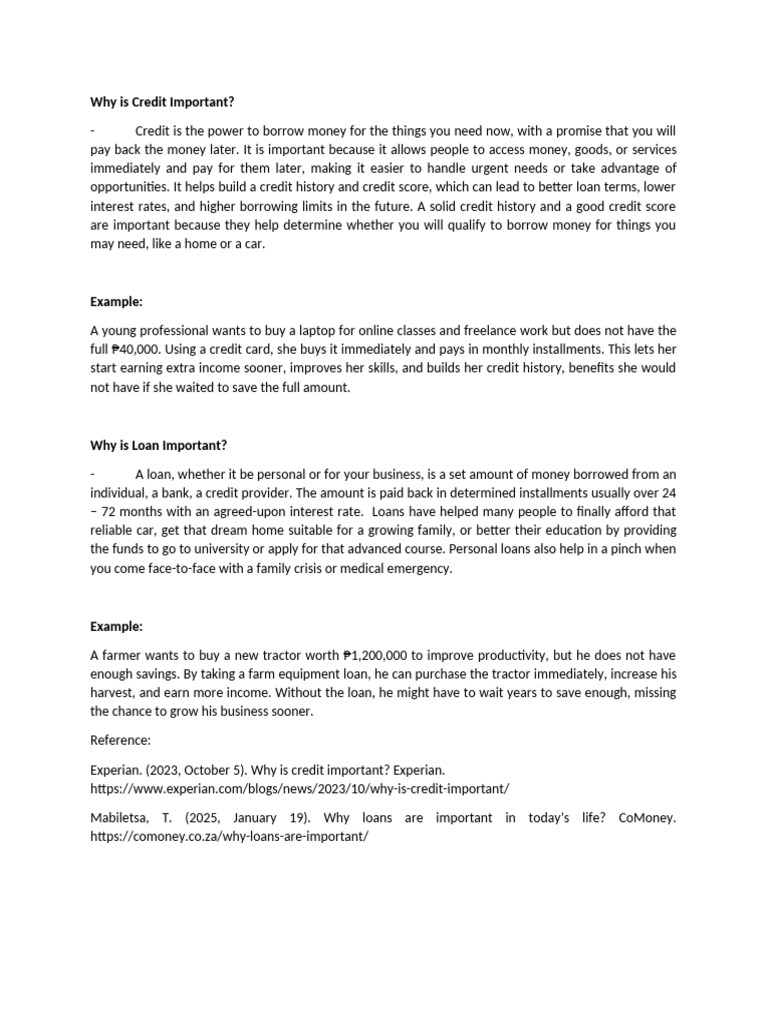 Why Is Credit Important | PDF