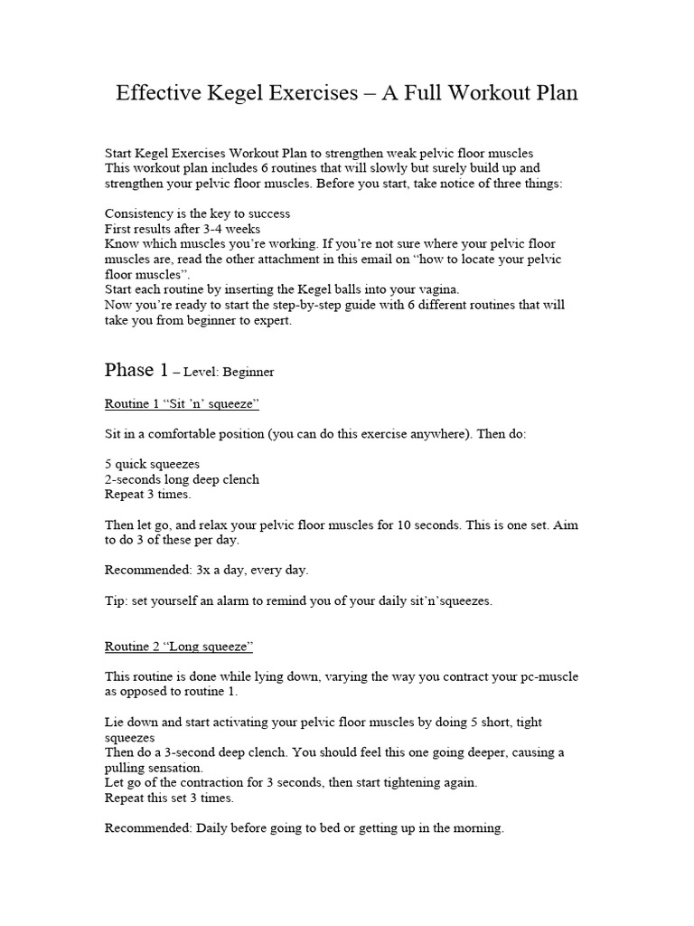 Kegel Exercises Workout Plan for Men | PDF | Pelvis