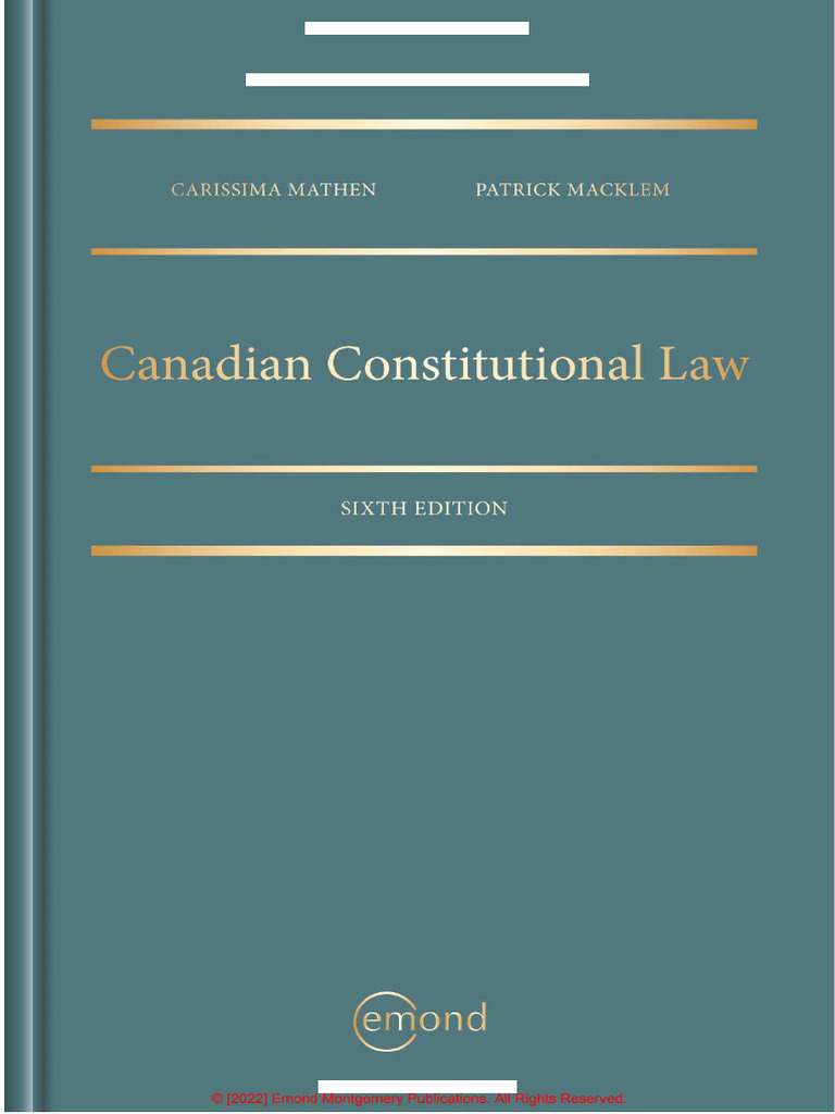 Canadian Constitutional Law, 6th Edition | PDF | Canada | Political ...