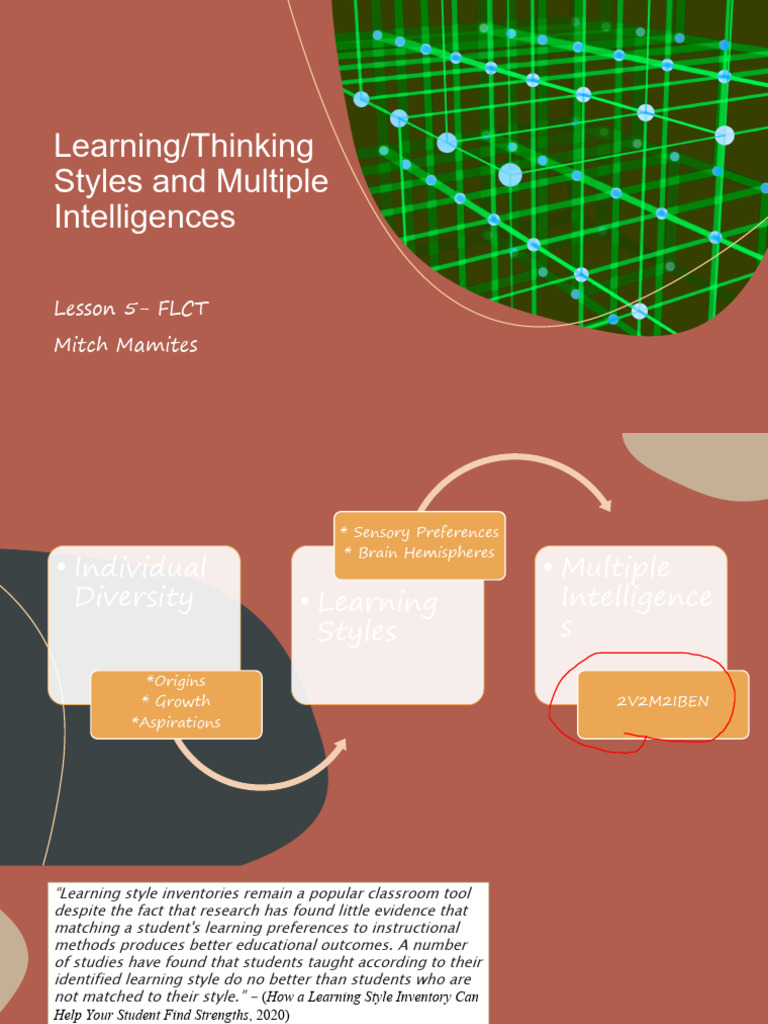 L5 Learning Style and Multiple Intelligences | PDF | Learning Styles | Behavior Modification