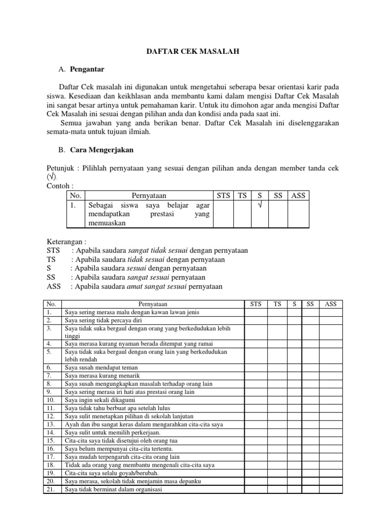 Daftar Cek Masalah | PDF