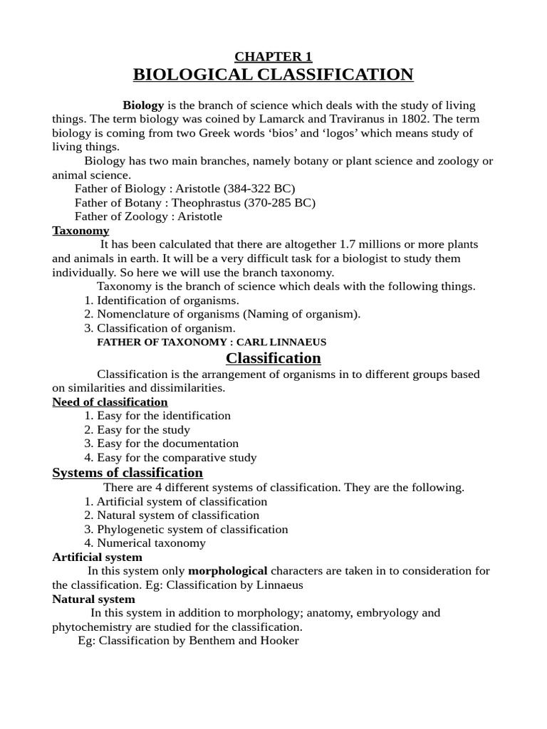 1.Biological Classification | PDF | Taxonomy (Biology) | Fungus