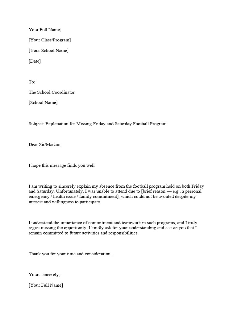 Apology for Missing Football Program | PDF