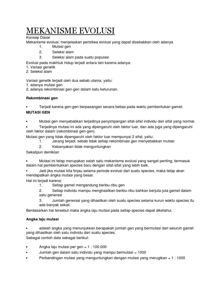 Mekanisme Evolusi