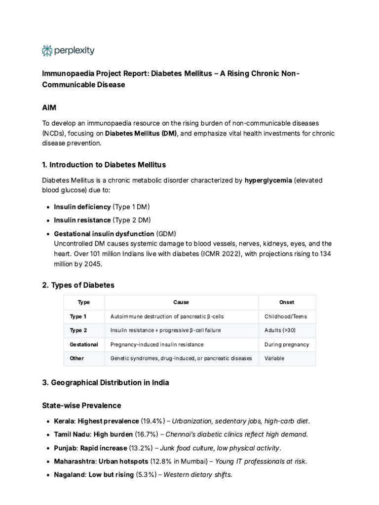 Immunopaedia Project Report - Diabetes Mellitus - A | PDF | Diabetes ...