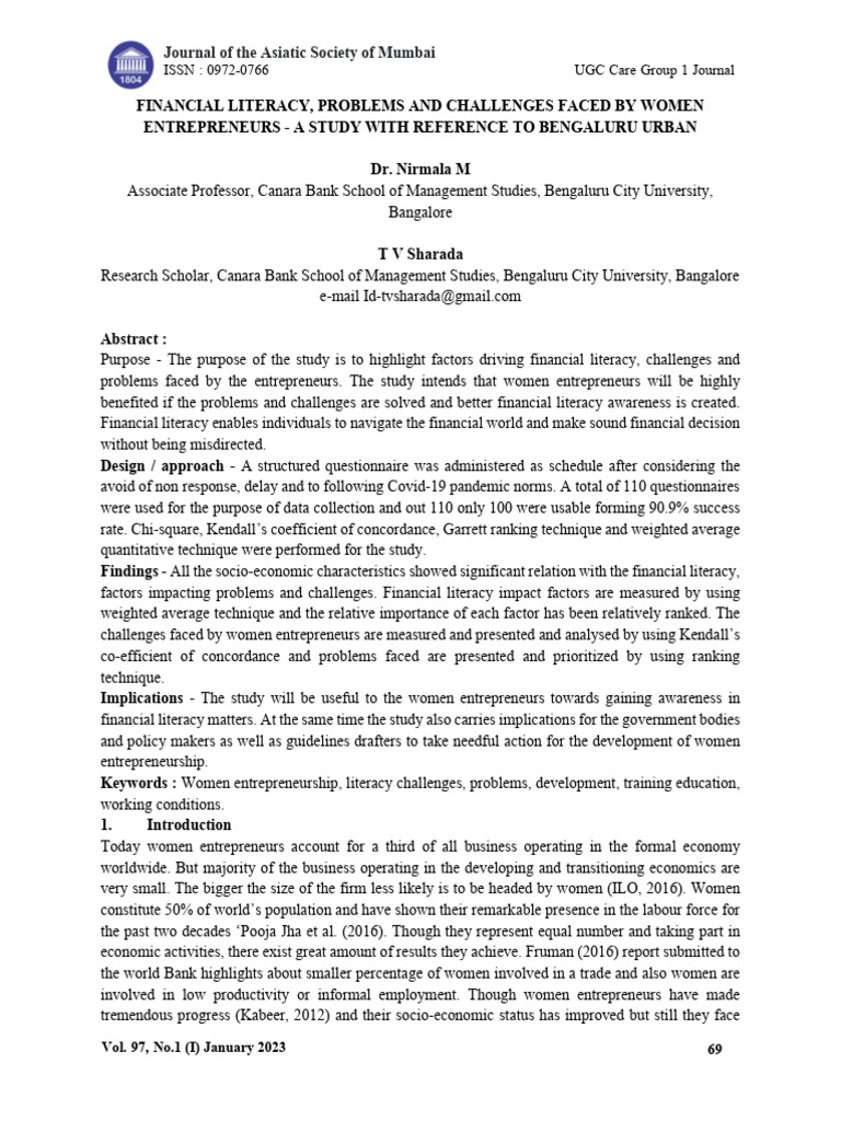 Financial Literacy Challenges for Women Entrepreneurs | PDF ...