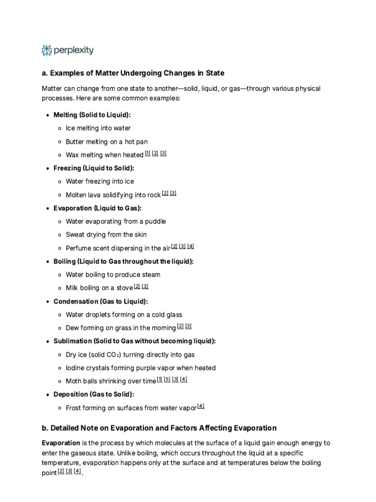 Changes of Matter States Explained | PDF | Evaporation | Liquids