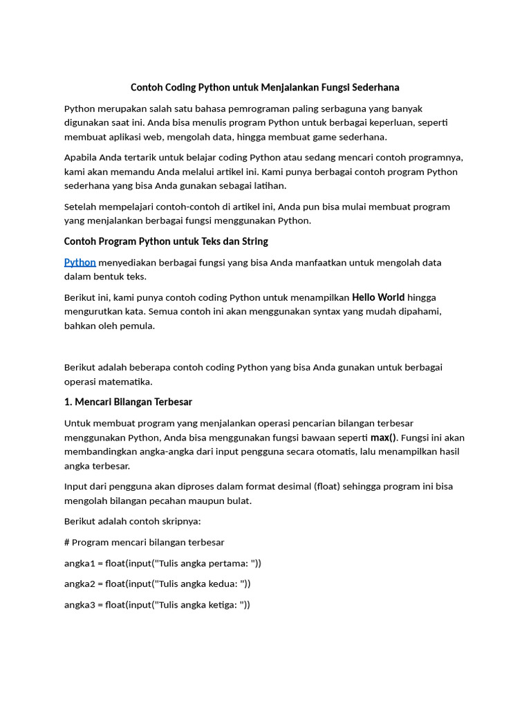 Contoh Program Phyton | PDF