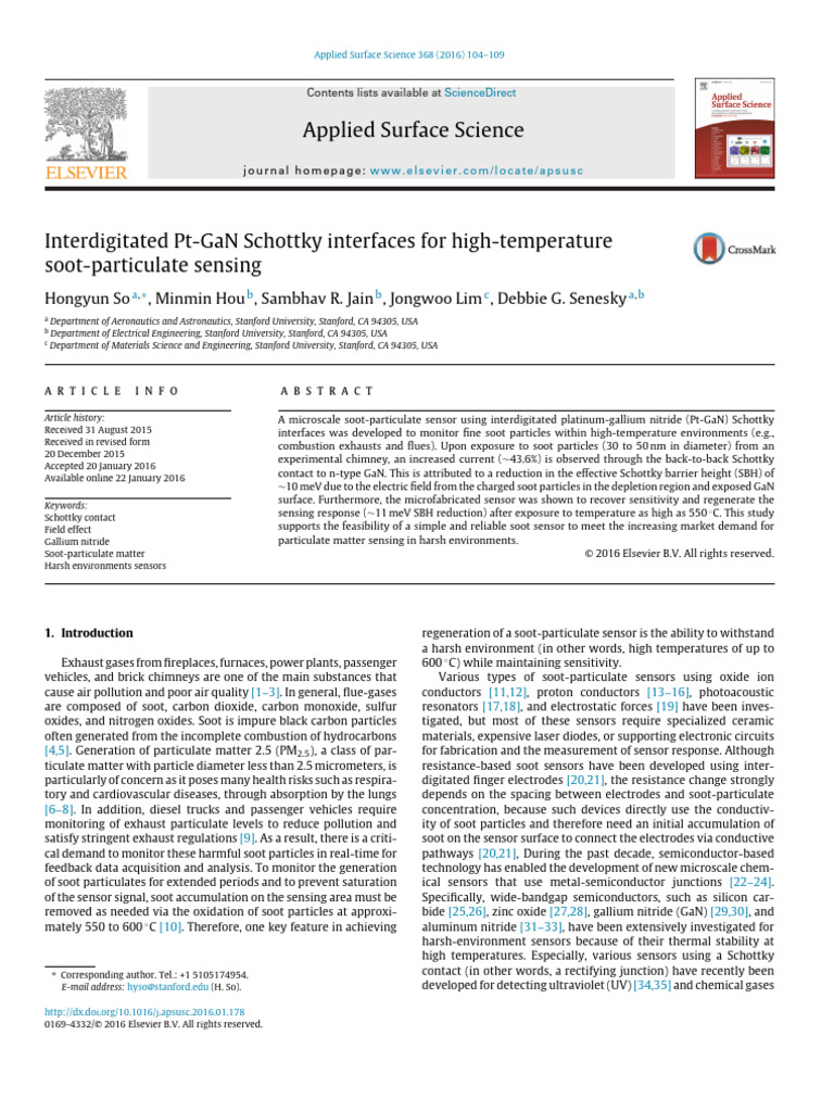High-Temperature Soot Sensor Using Pt-GaN | PDF | Exhaust Gas ...