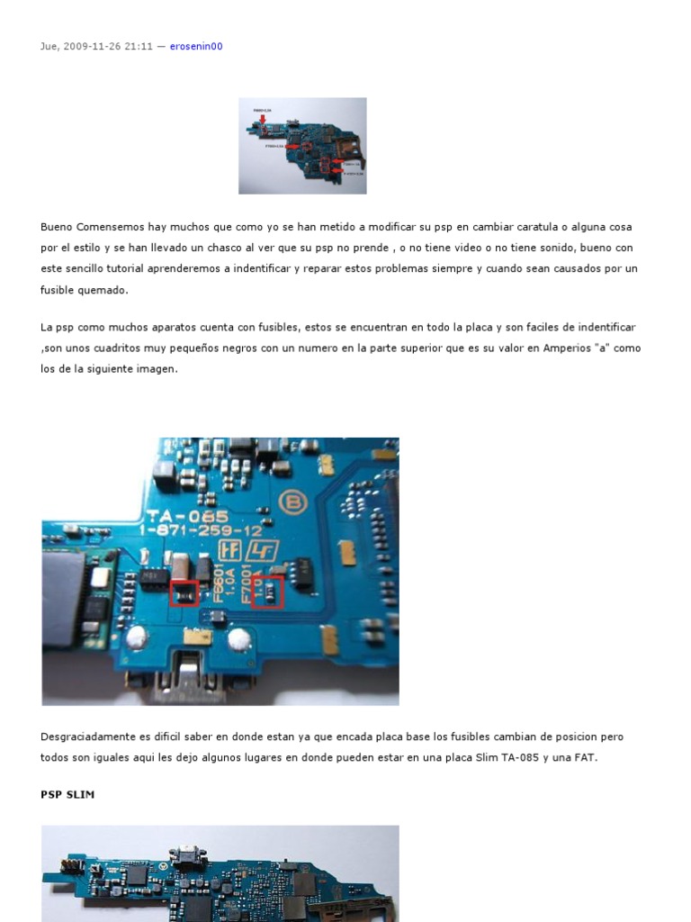 PSP Fus | PDF | Fusible (Eléctrico) | Diodo emisor de luz